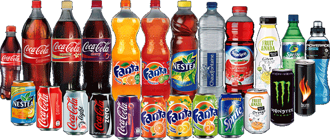 Ice Tea Peach, Orangina, Oasis, Tropico, Coca Cola, Fanta, Capri Sun