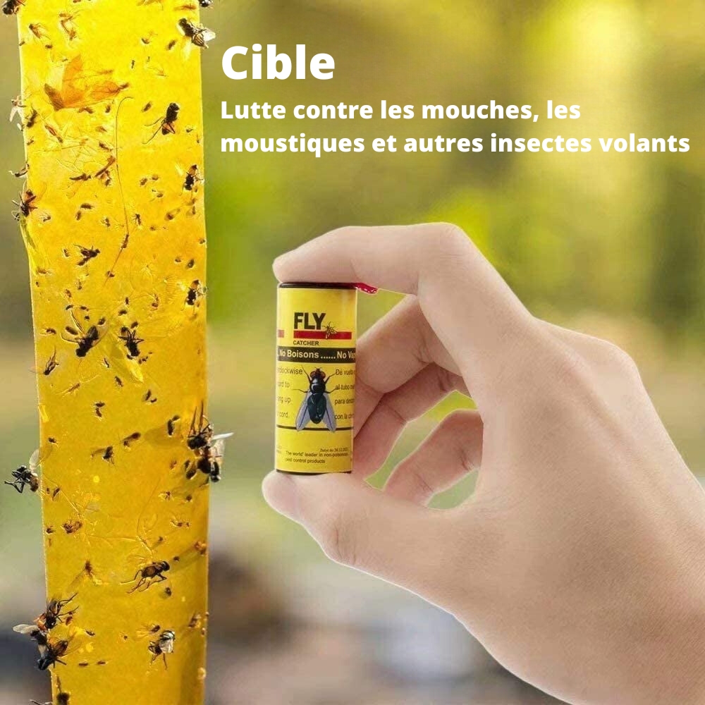 FLY ROLLERS : Pack de 4 Rouleaux de Papier Attrape Mouches (Intérieur)