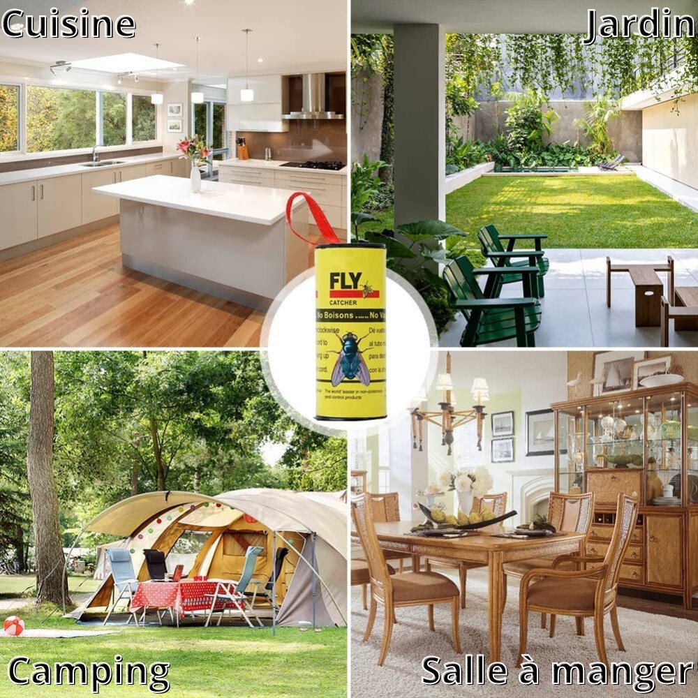 FLY ROLLERS : Pack de 4 Rouleaux de Papier Attrape Mouches (Intérieur)