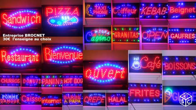 Enseigne led ouvert panneau publicité Destockage Grossiste