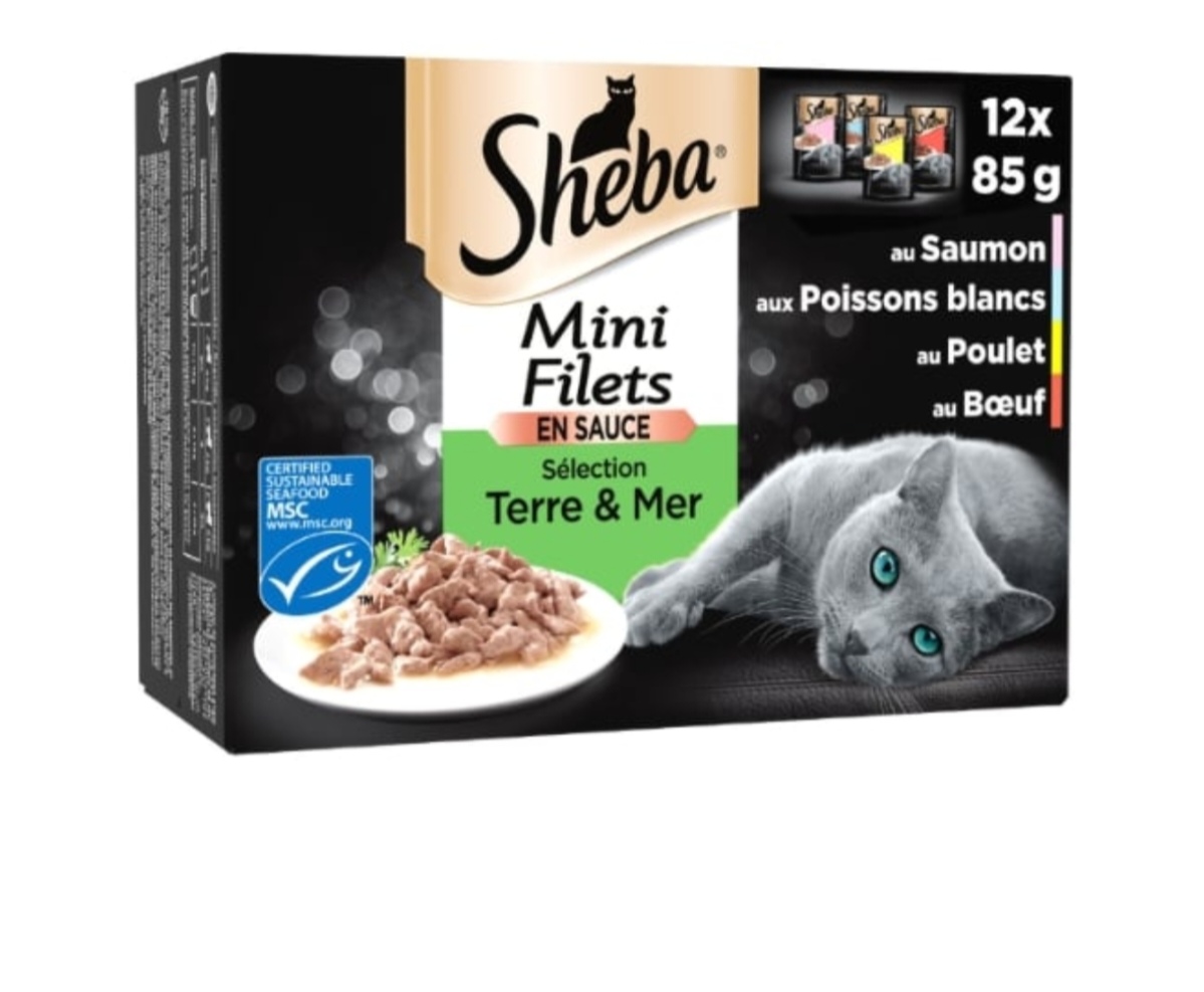 Sheba mini filets en sauce selection terre & mer 12x85g Destockage