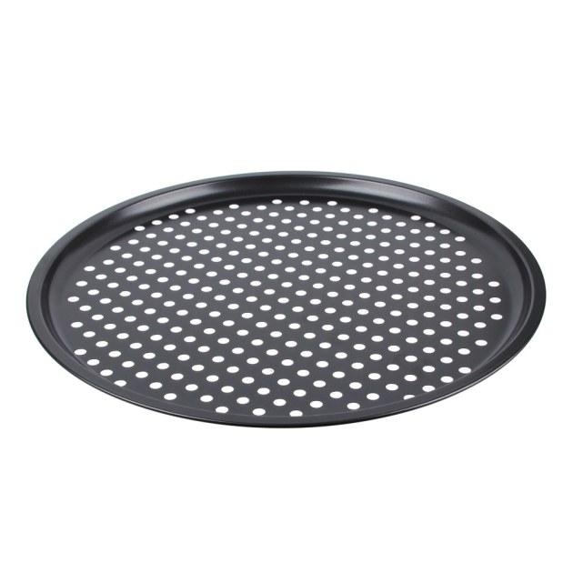 Plaque à pizza perforée Ø38.5cm, revêtement antiadhésif, Acier Carbone