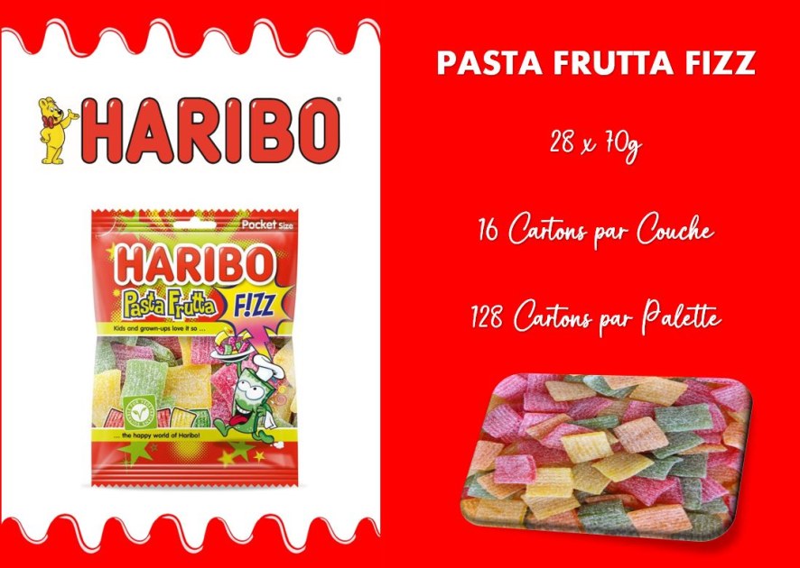 Haribo Sachets 70g - Pasta Frutta Fizz Destockage Grossiste