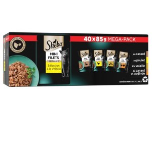 Sheba mini filets en sauce selection du a la volaille 40x85g Destockage