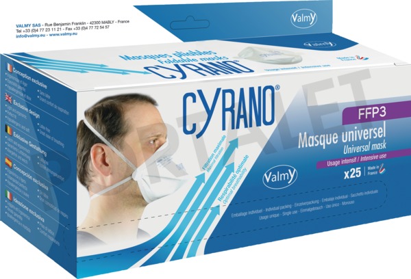 Valmy Cyrano Masque de Protection FFP3 made in France Destockage Grossiste